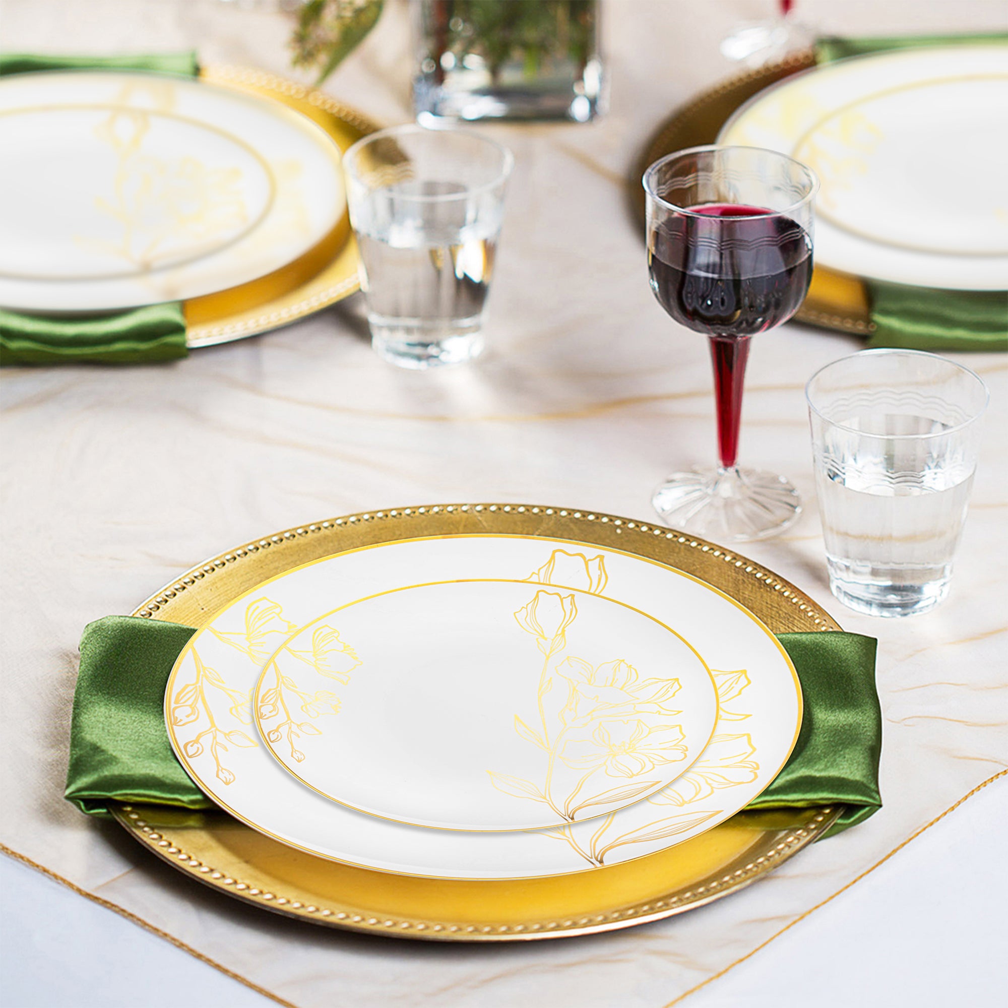 Plasticware - White Gold Floral Wedding Set | Smarty Had A Party