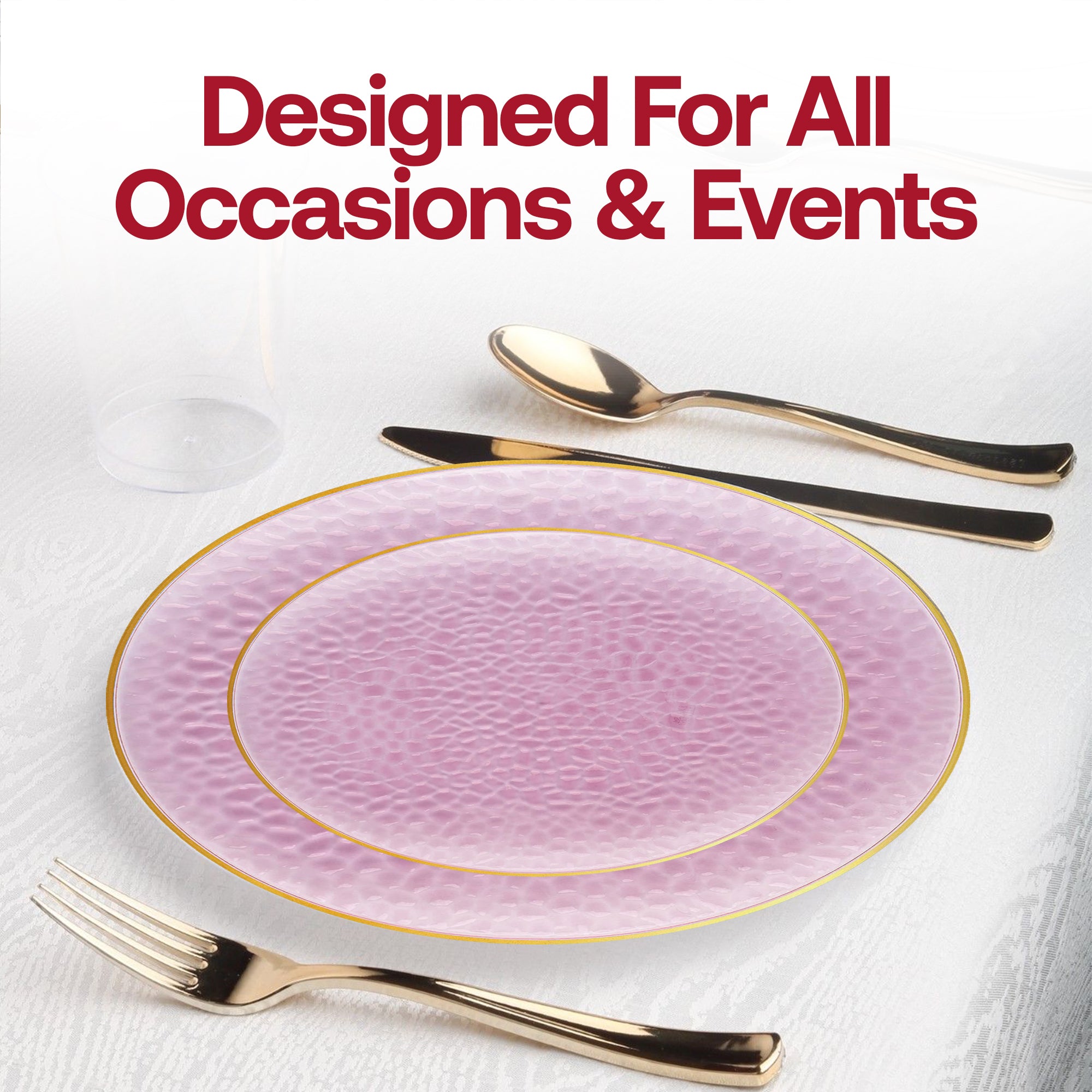 Clear Pink Gold Wedding Set | Hammered Glass Design