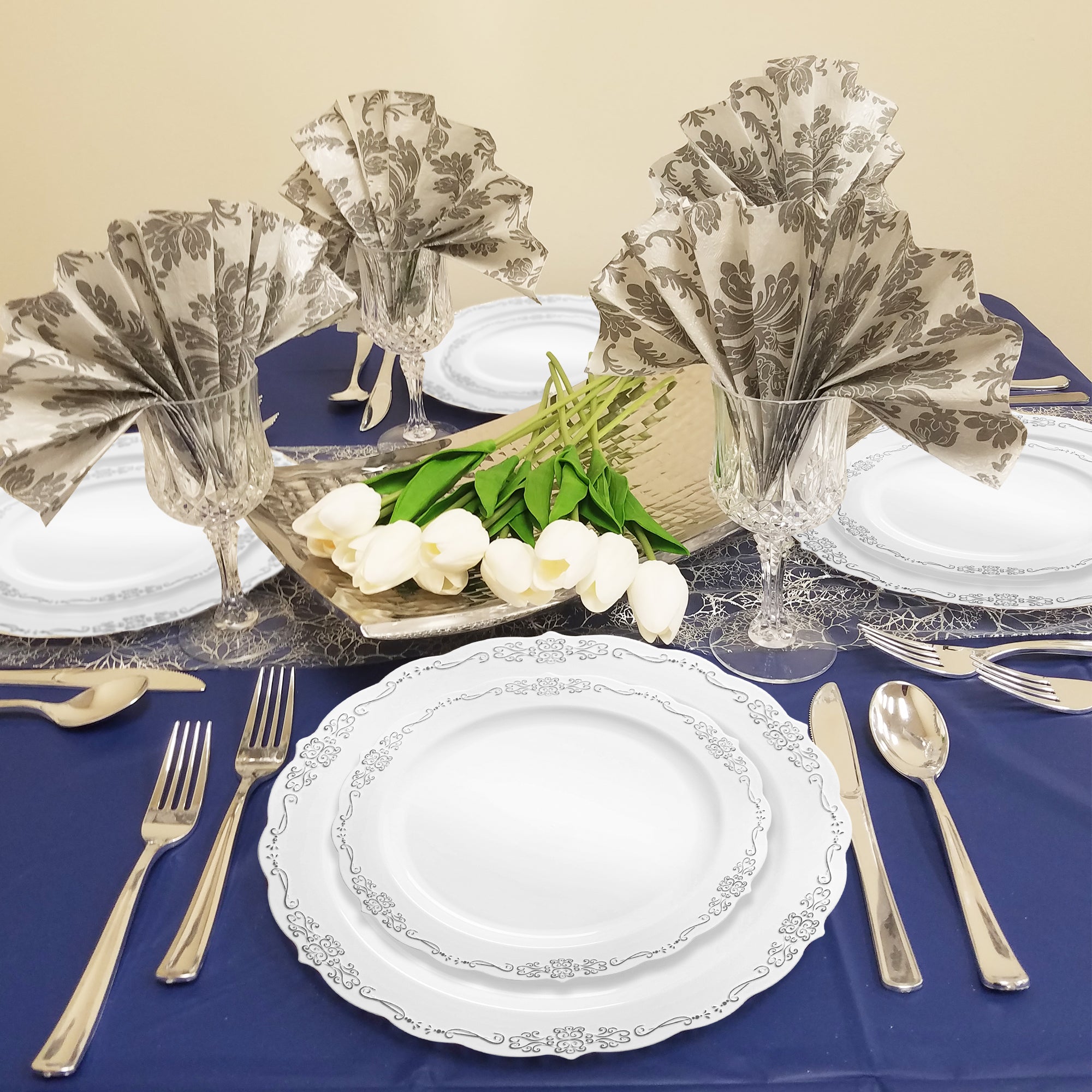 Plastic Plates - Silver Vintage Combo Set | Smarty Had A Party