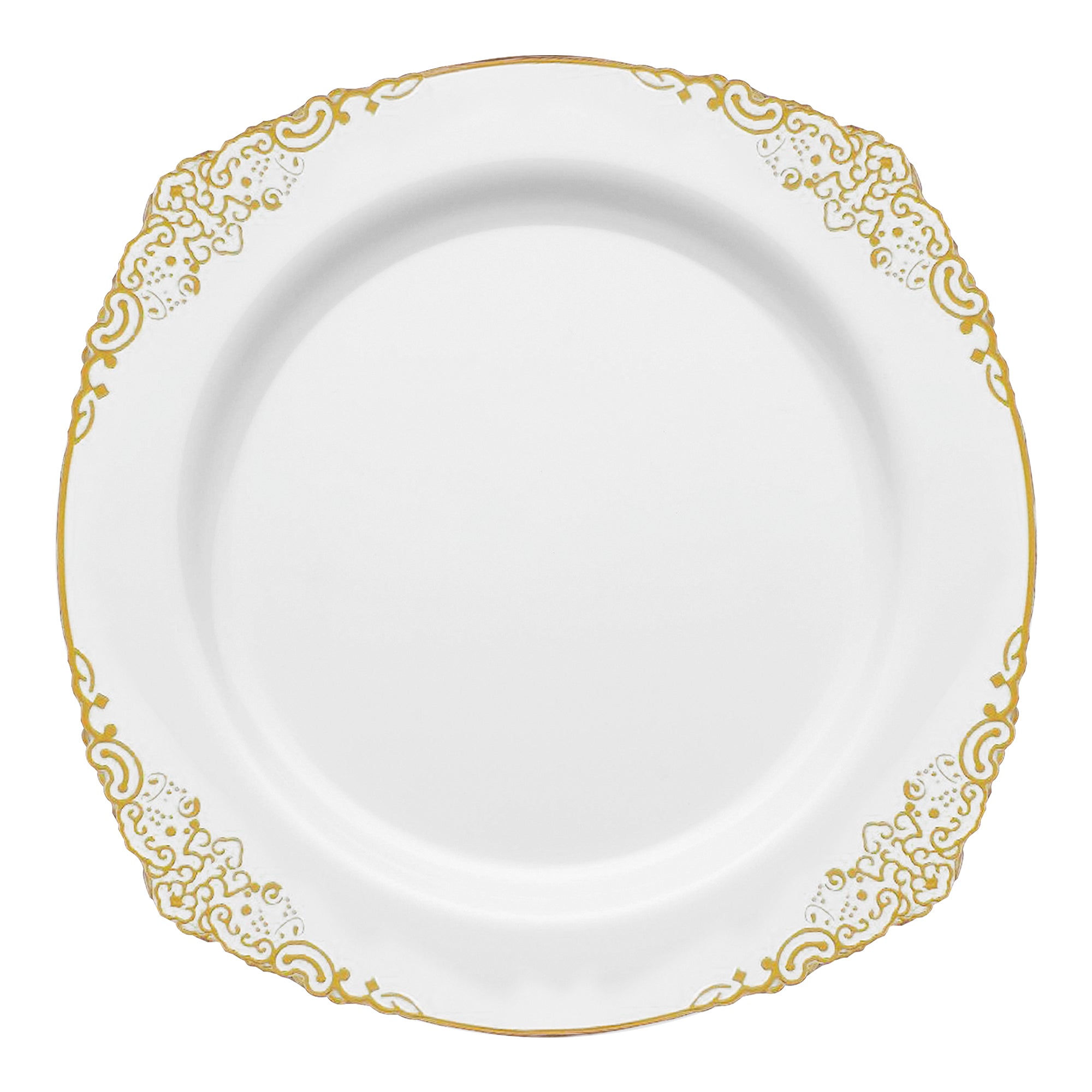 Plastic Plates - White with Gold Fancy Dinner Plates | Smarty Had A Party
