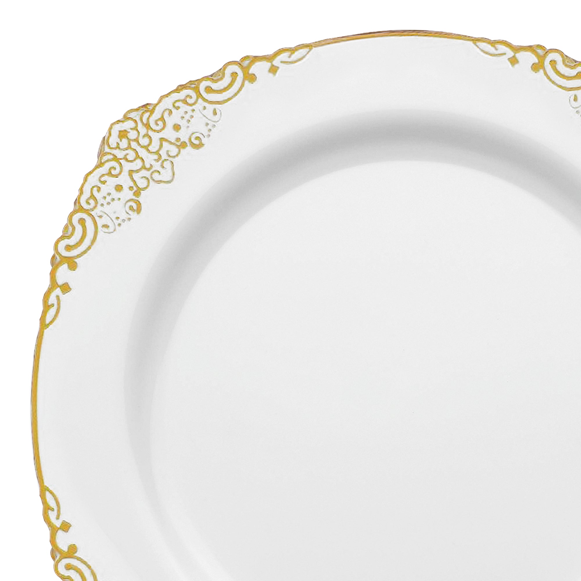 Plastic Plates - White with Gold Fancy Dinner Plates | Smarty Had A Party