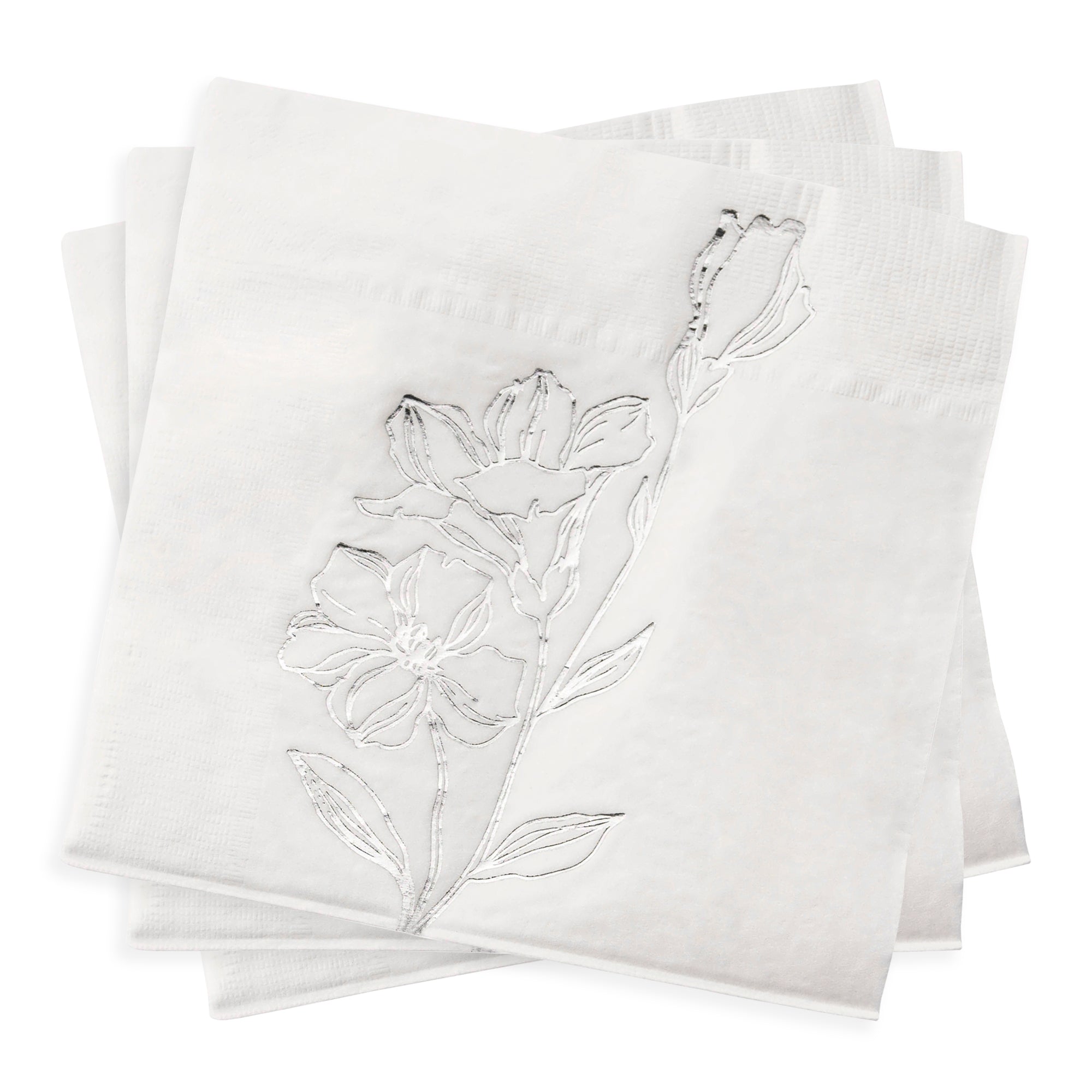 Paper Napkins - Silver Floral Cocktail Napkins | Smarty Had A Party