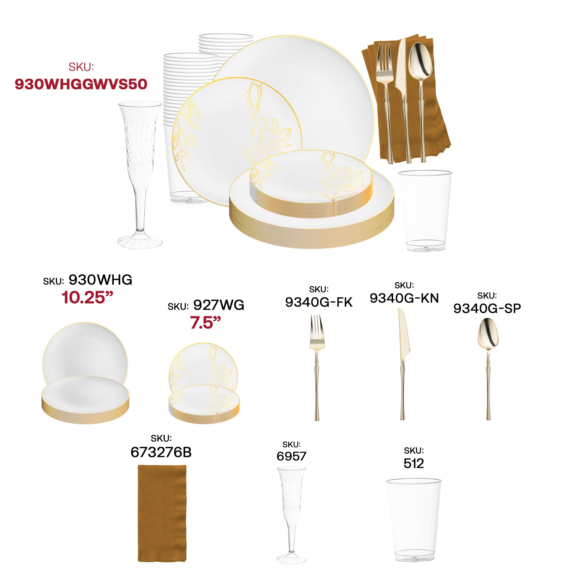 Plasticware - Floral Gold Grand Wedding Set | Smarty Had A Party