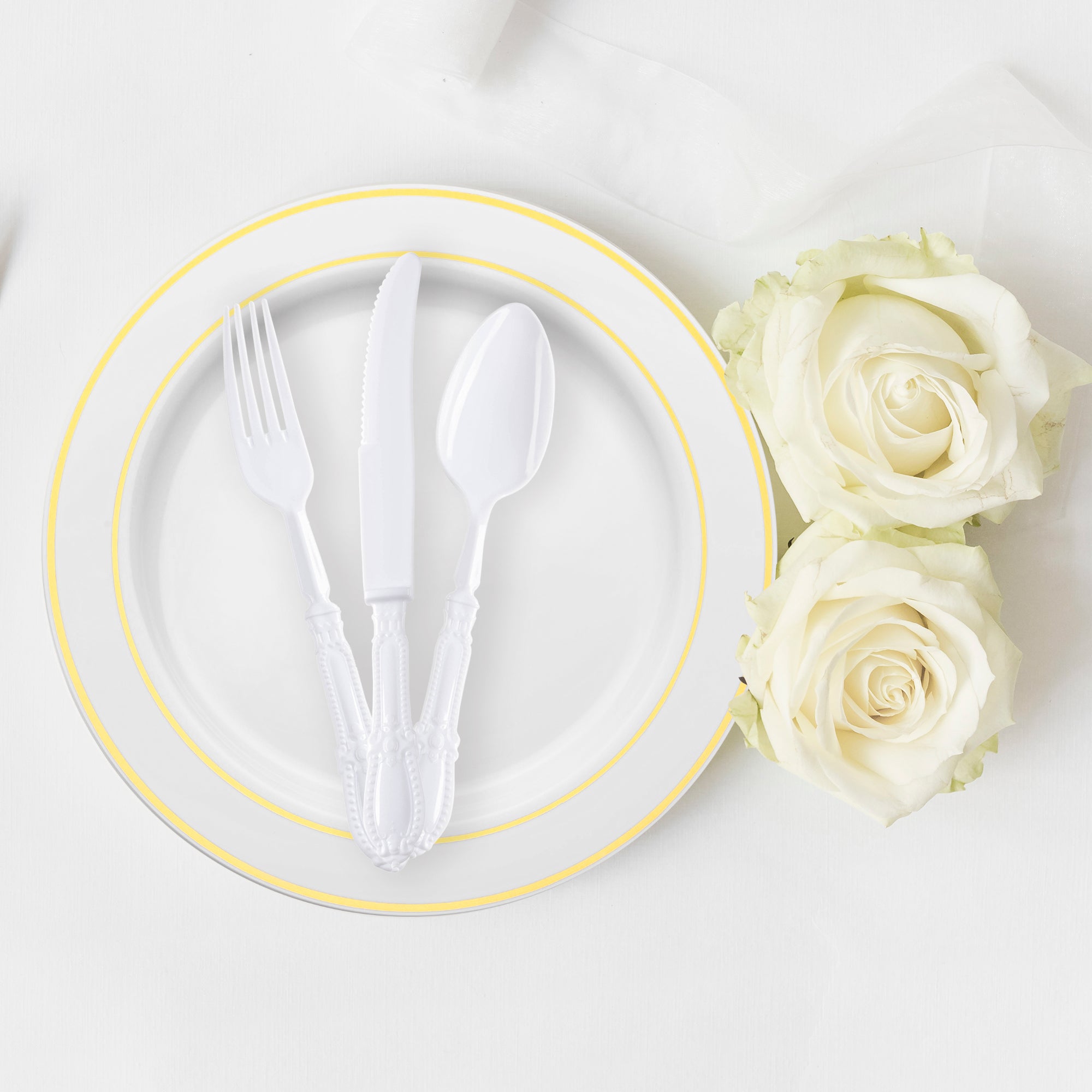 Plastic Forks - White Baroque Dinner Forks | Smarty Had A Party