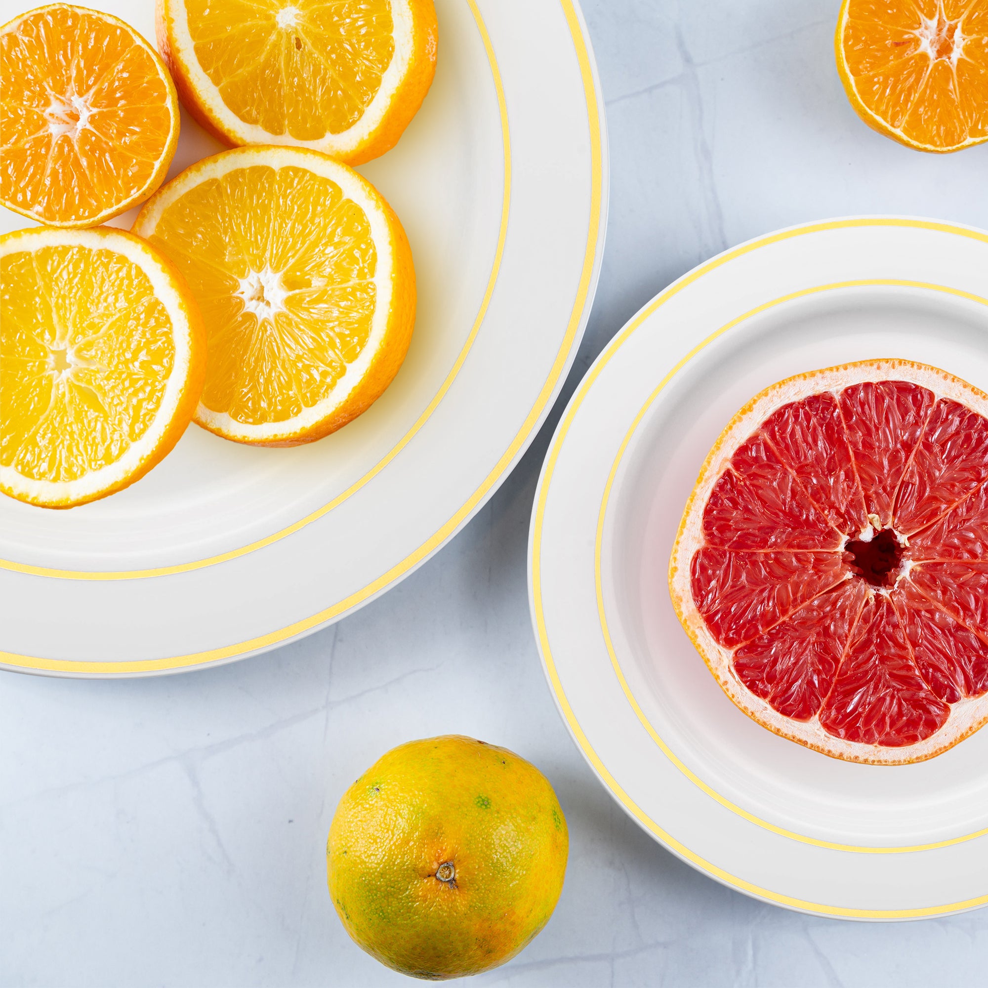 Plastic Plates - White Gold Rim Buffet Plates | Smarty Had A Party