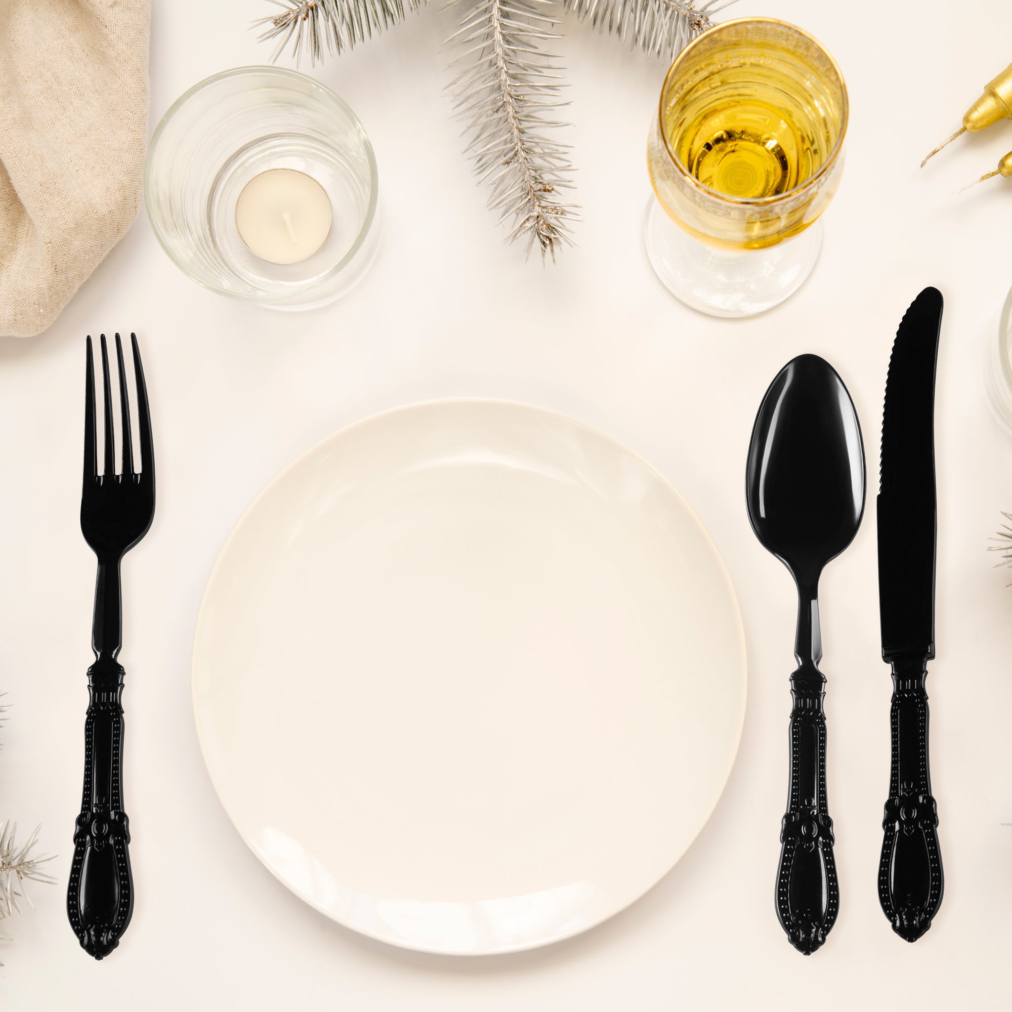 Plastic Spoons - Black Baroque Dinner Spoons | Smarty Had A Party