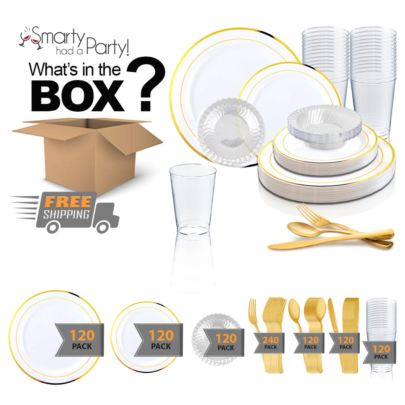 Party Package - Edge Plastic Wedding Value Set | Smarty Had A Party