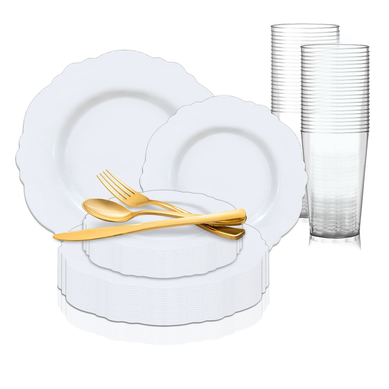 Plasticware - Solid White Blossom Wedding Set | Smarty Had A Party